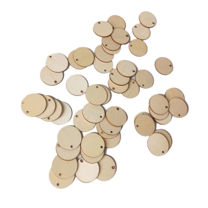 Buy 50pcs Unfinished Round Wooden Discs Ornament Embellishments Home ...