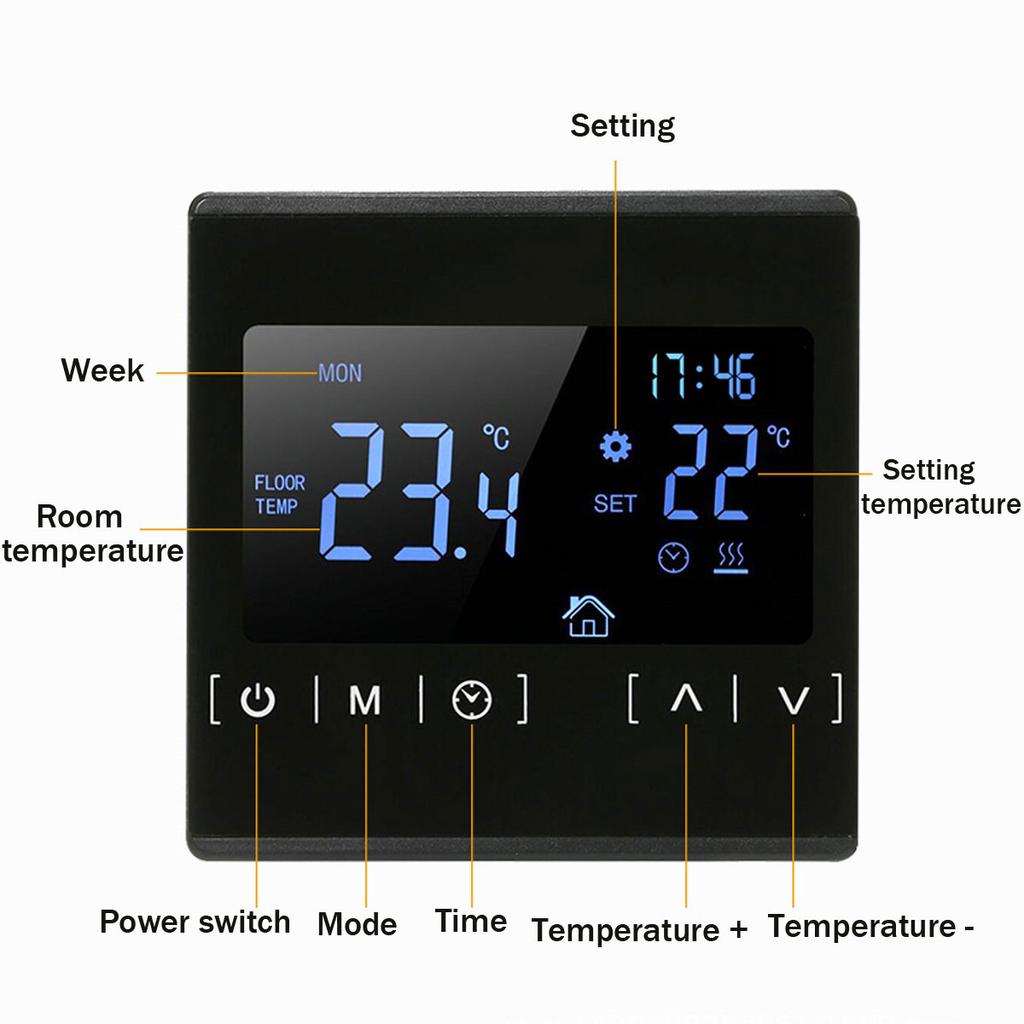 LCD Digital Programmable Wireless Heating Thermostat Temperature ...