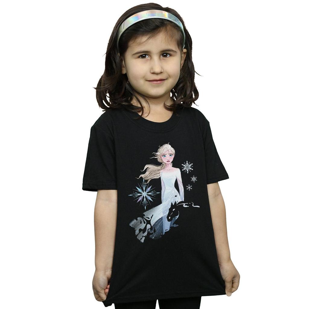 Cheap Disney Girls Frozen 2 Elsa Nokk Silhouette Cotton T-Shirt | Joom