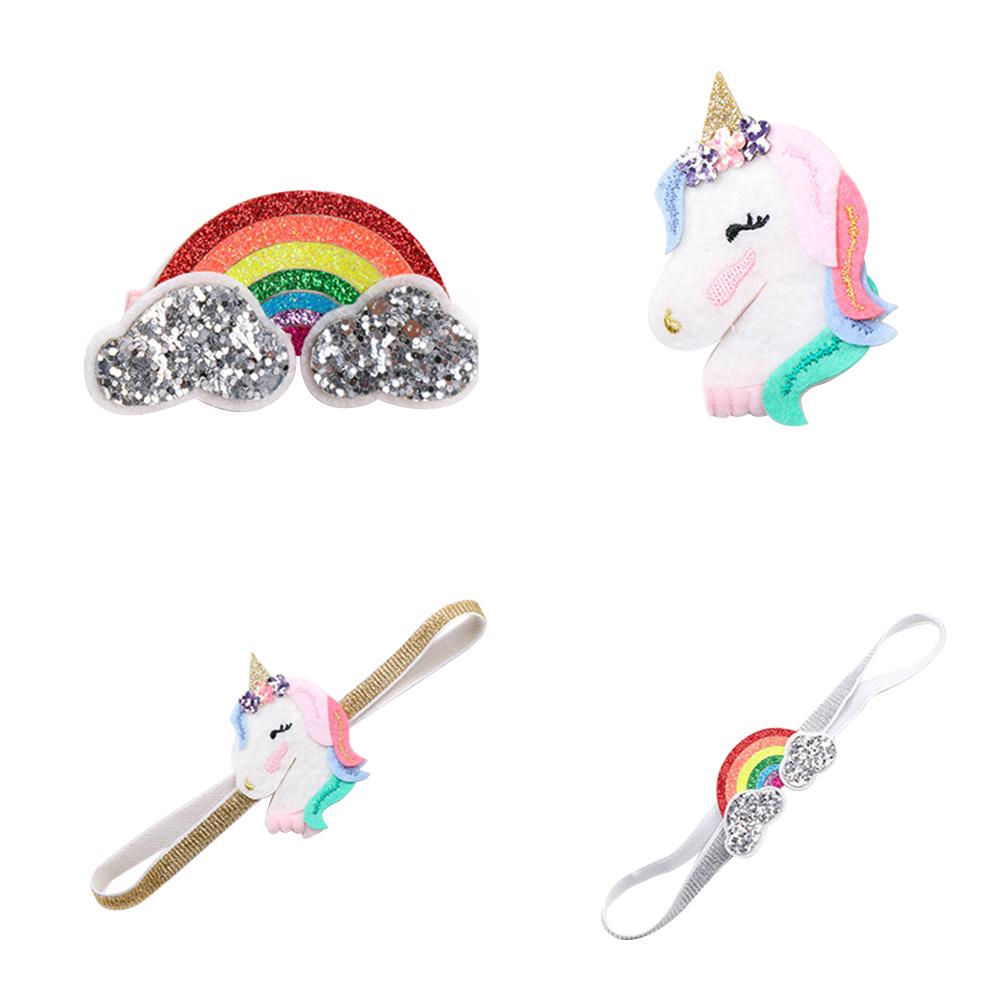 Buy 4PCS Kids Hairband Hairpin Sets Lovely Rainbow Cartoon Headclips ...