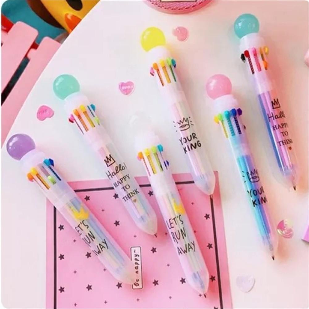 Buy 0.5mm Colorful Cute Macaron Candy Balls Ten Color Ballpoint Pen ...