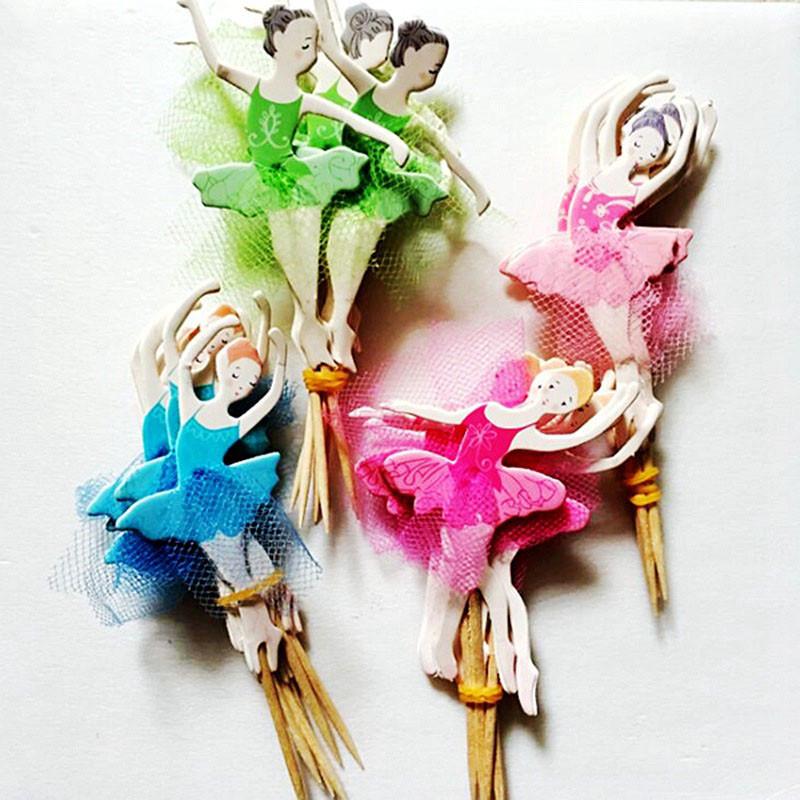 Buy Beautiful Ballet Tutu Girl Design Cake Toothpick Insert Card For ...