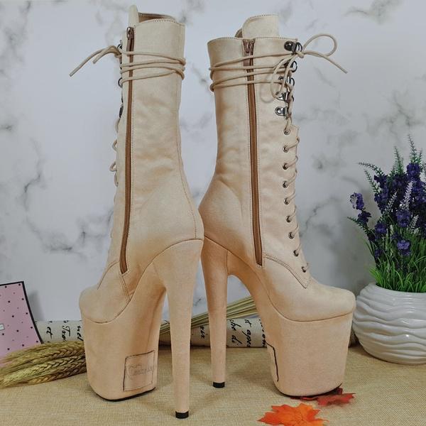 Buy Leecabe Pole Dancing Shoes High Heel Platform Boots with Suede ...