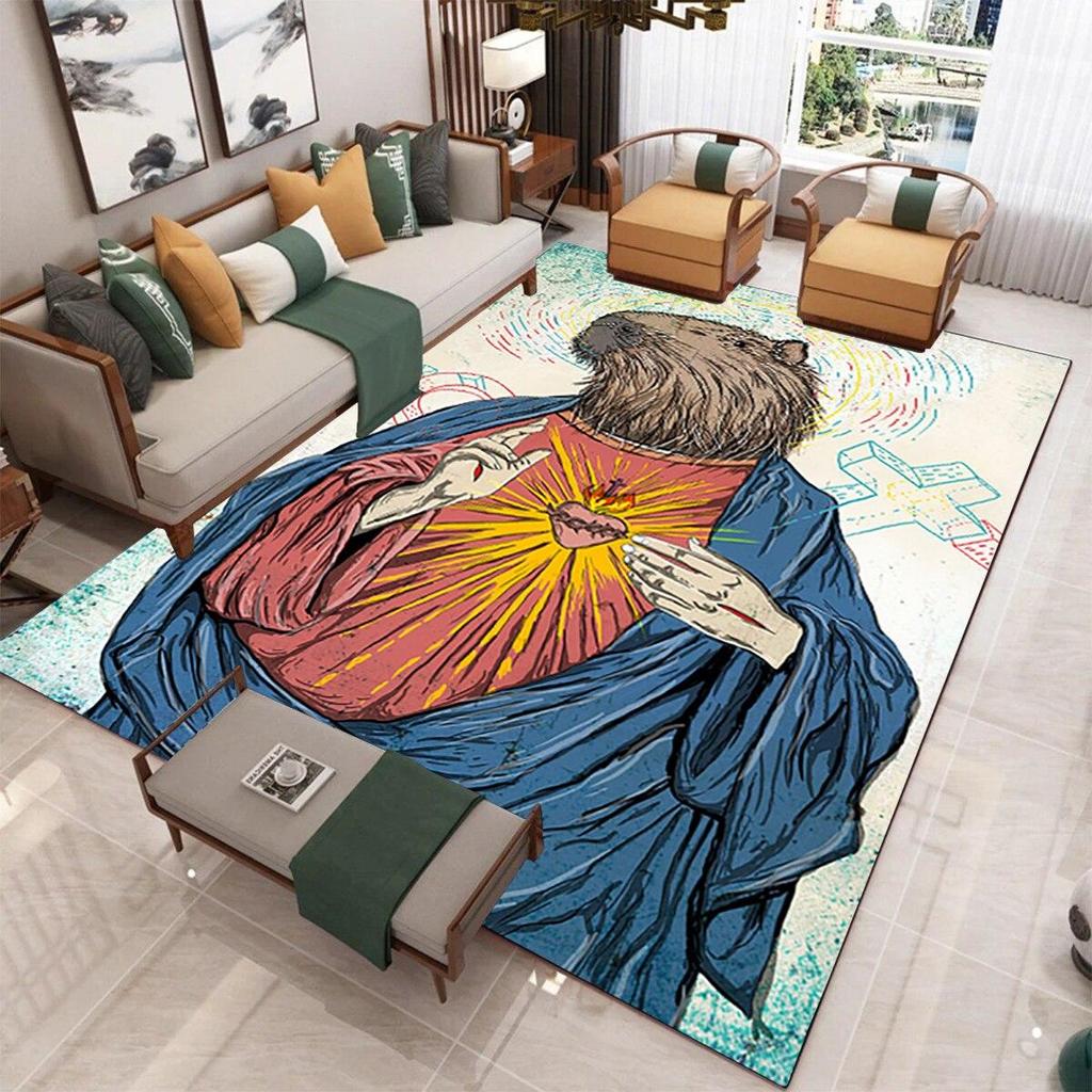 Cheap Funny Capybara Club Carpet Humor Rug Floor Mat for Living Room ...
