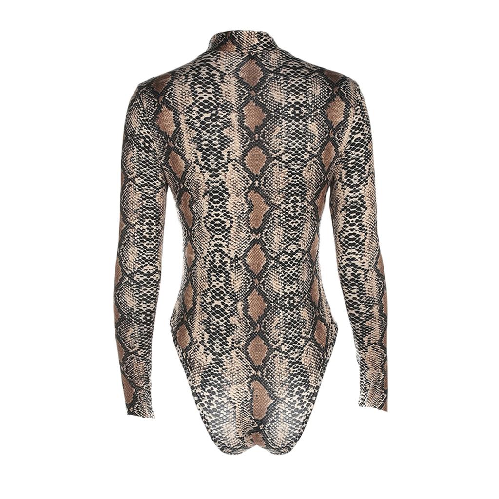 Buy New Women Sexy Snake Print Lingerie Underwear Long Sleeve Bodysuit ...