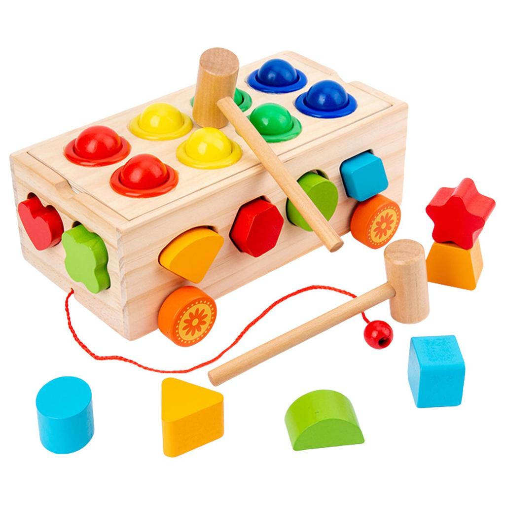 Buy Wooden Shape Sorter Funny 12 Geometric Shapes Color Recognition ...