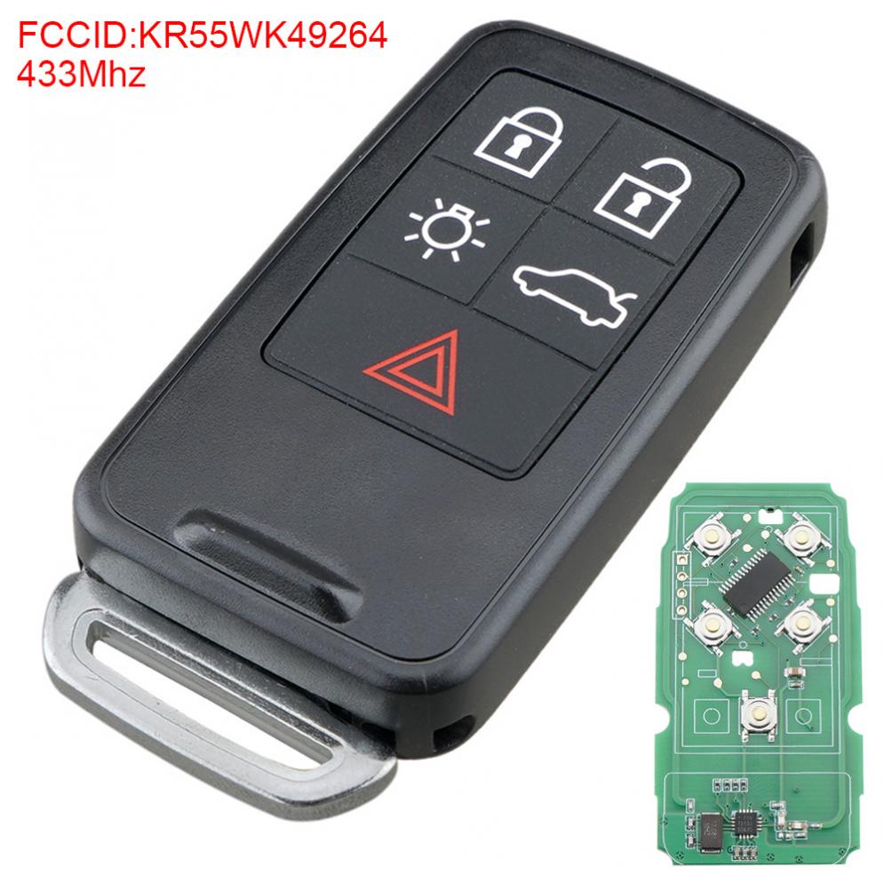 Buy 433Mhz 5 Buttons Remote Car Key Fob Entry with Chip Fit for Volvo ...