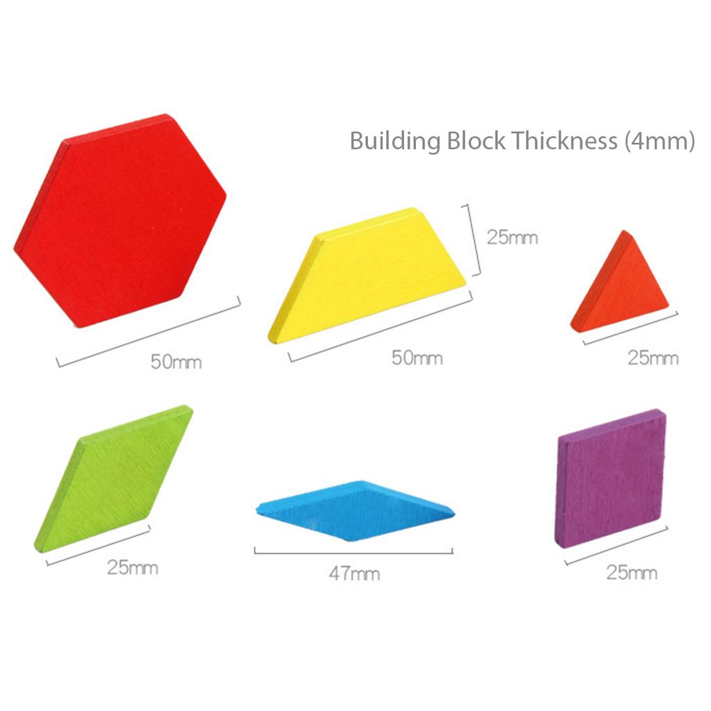 Buy 155pcs Wooden Pattern Blocks Set Geometric Manipulative Shape ...