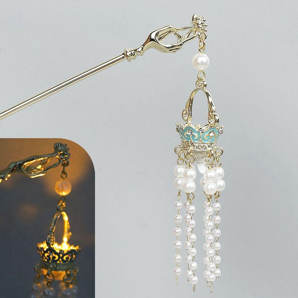 LED Light Glowing Lantern Hairpin Flower Hanfu Hair Clip Girl Hair ...