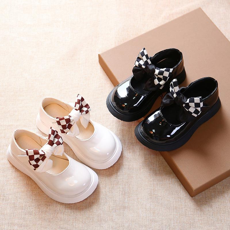 Buy Spring and Autumn Fashion Leisure Girls Solid Leather Shoes Bow ...