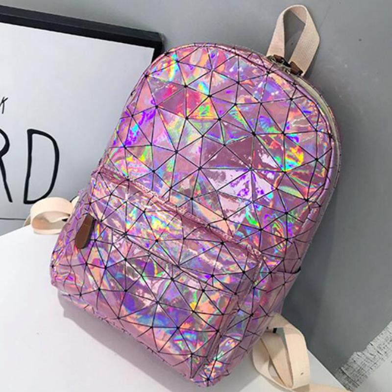 Buy Women Laser Hologram PVC Backpacks Girls Shoulder School Backpack ...