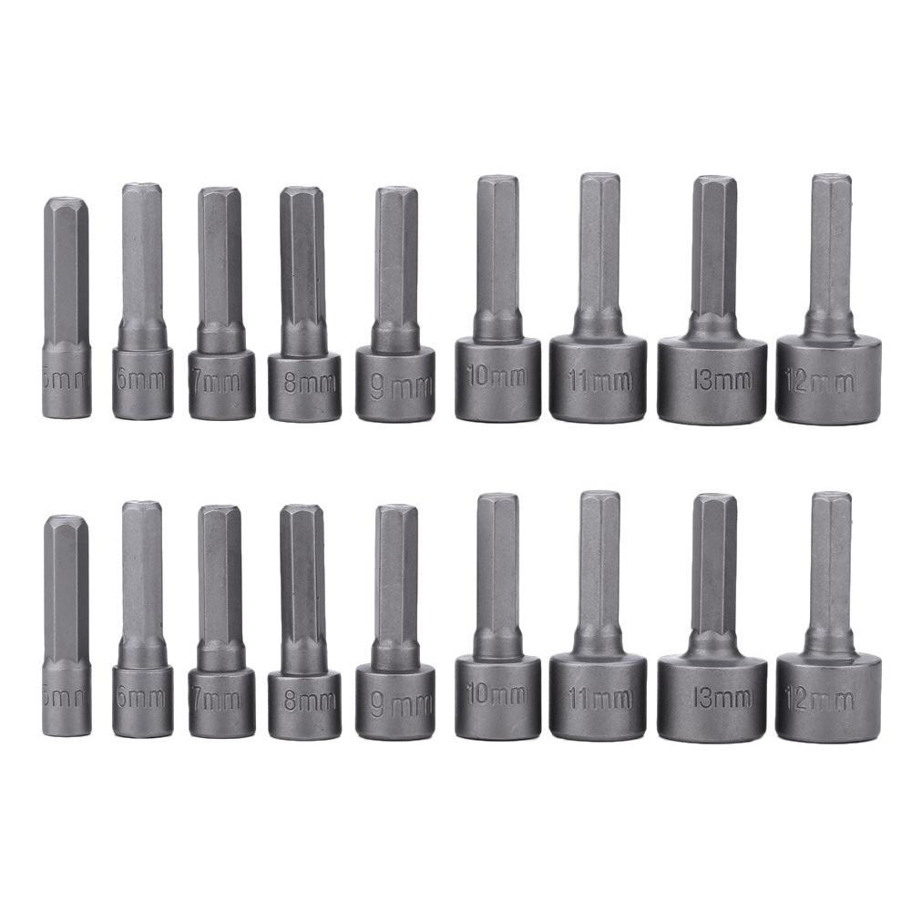 Buy 18pcs/set 5mm-13mm Hex Socket Sleeve Nozzles Nut Driver Drill Bit ...