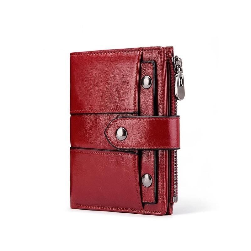 Buy Genuine Leather Wallet Female Coin Small Wallet Walet Zipper Money ...