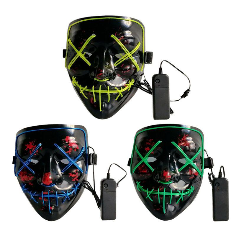 Buy LED Horror Glow Mask Halloween Themed Costume Party Scary Ghost ...