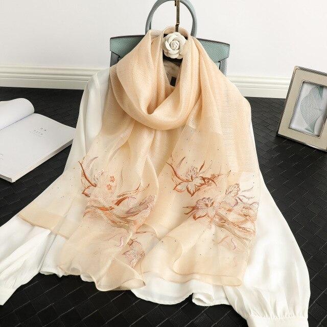 Buy Silk Wool Scarf Female Hijab Wrap Summer Beach Cover -Ups New ...