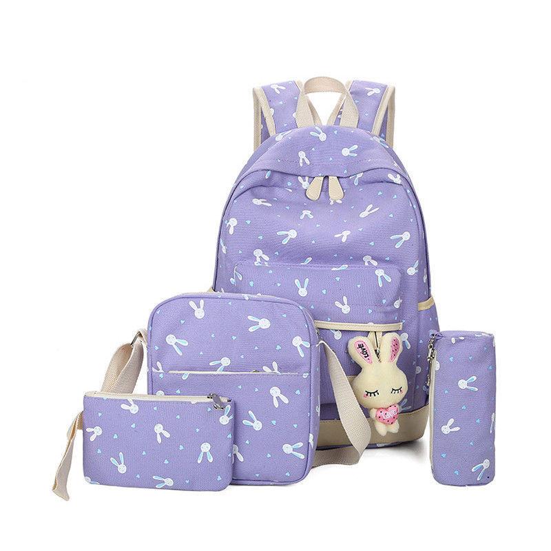 Fashion 4pcs/Set Girls Backpack Trendy School Satchel Rucksack ...