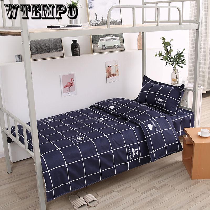Buy 3pcs Geometric Pattern Bedding Set Student Dormitory Bed Cover ...