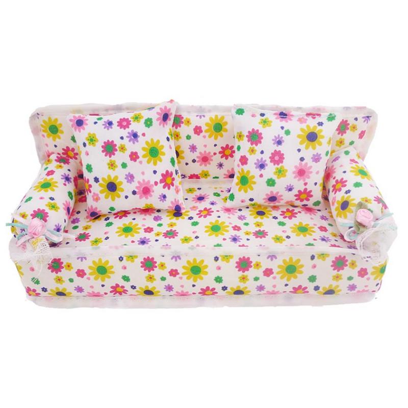 Buy Barbie Doll Sofa Mini Floral Prints Toy Baby Plush Stuffed ...