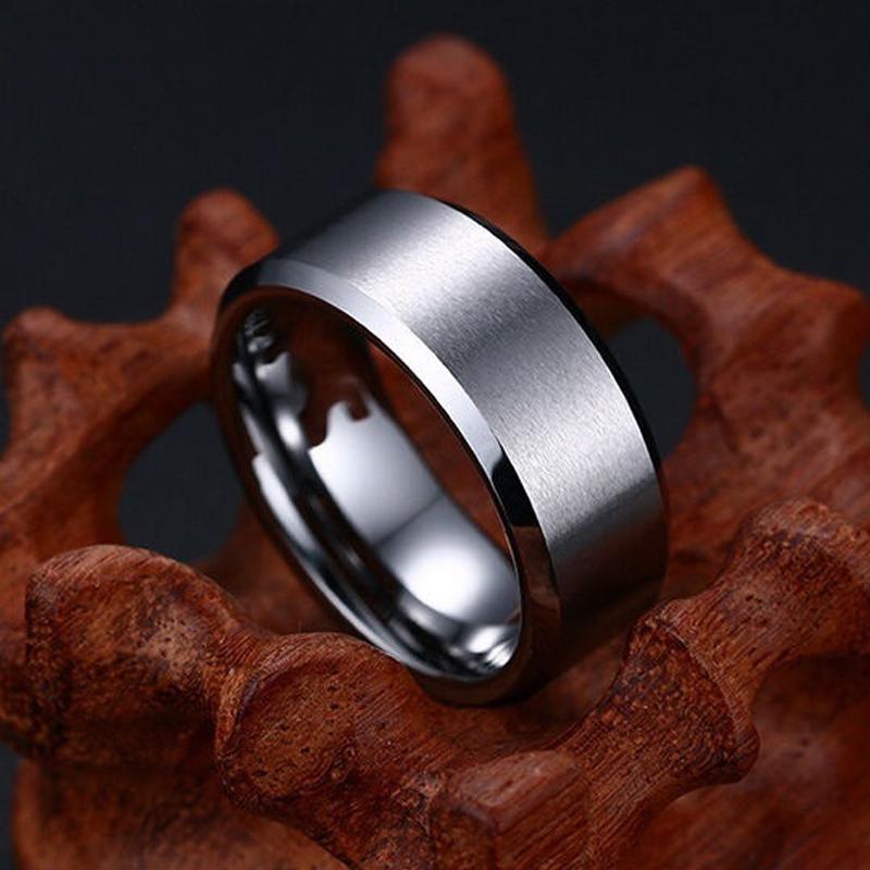 Mens Simple Fashion 8mm Matte Alloy Ring Engagement Wedding Ring ...
