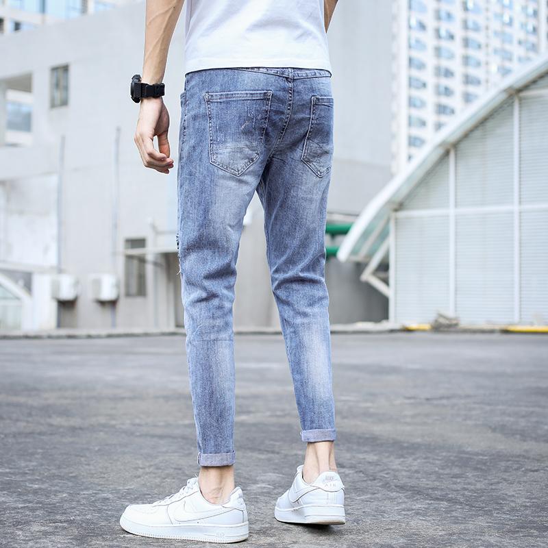 Satın alın Light-Colored Cropped Denim Pants Men's Korean-Style Trendy ...