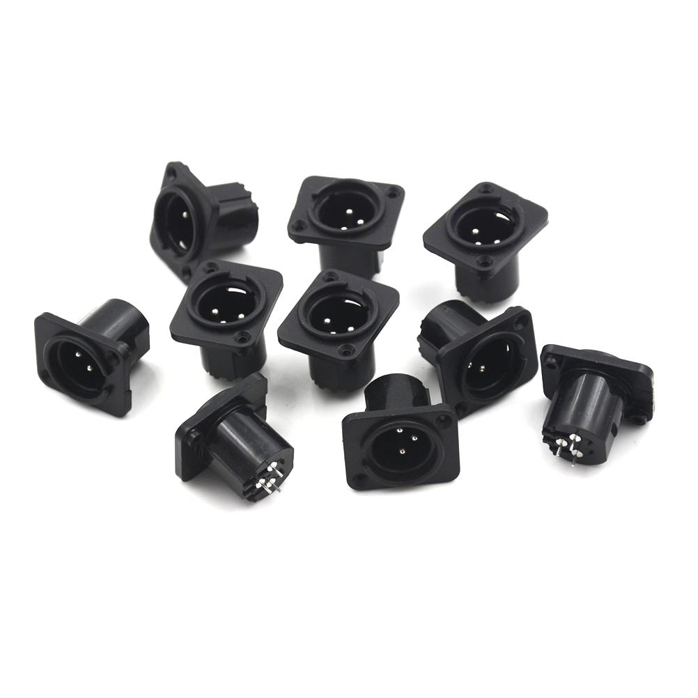 Buy 10Pcs Male Chassis Socket 3-Pin Xlr Jack Panel Mount Non-Latching ...