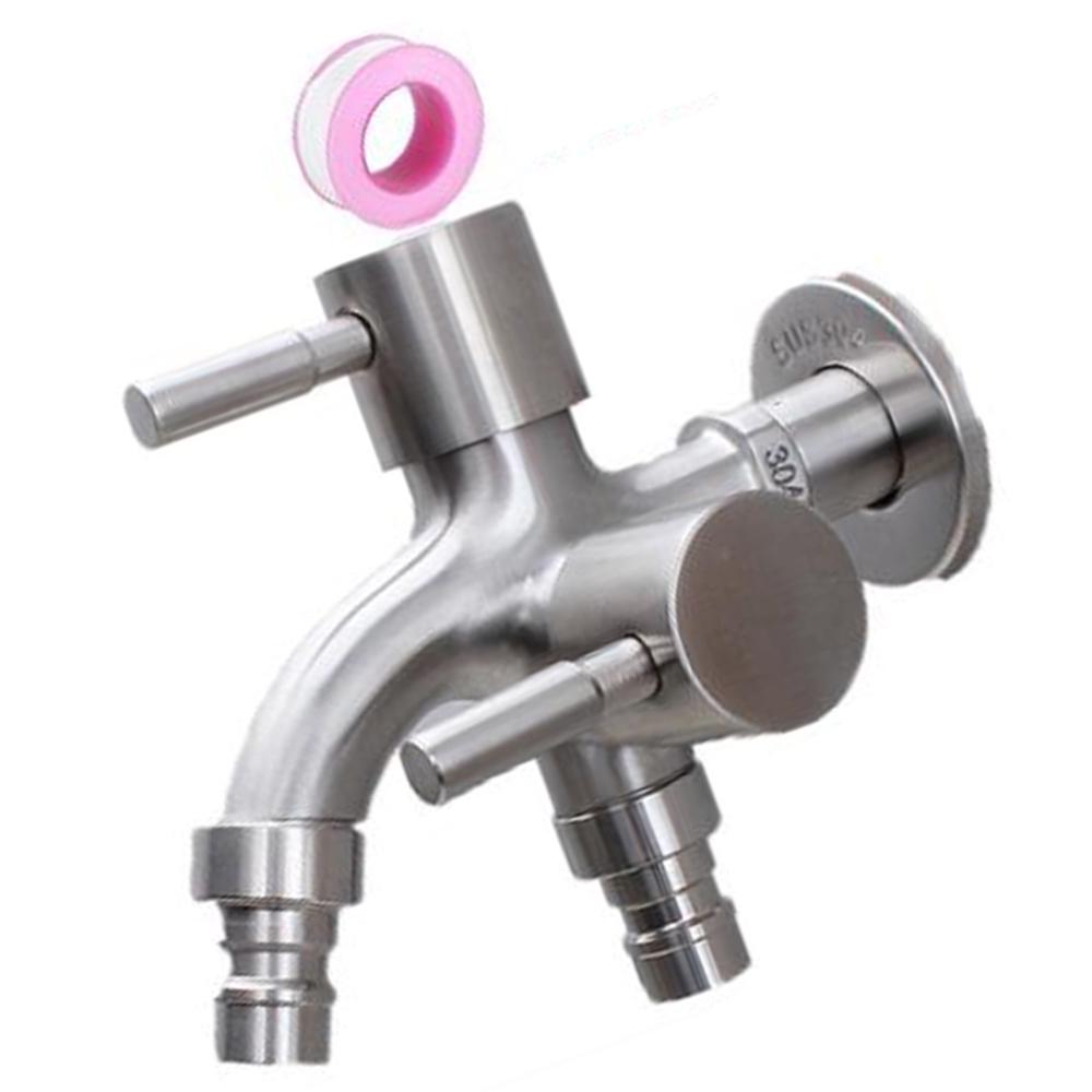 Buy 304 Stainless Steel Double Tap Multifunctional Stainless Steel Tap ...