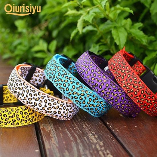 Pets Dog Collar Necklace Night Safety Light Leopard Pattern LED Neck ...