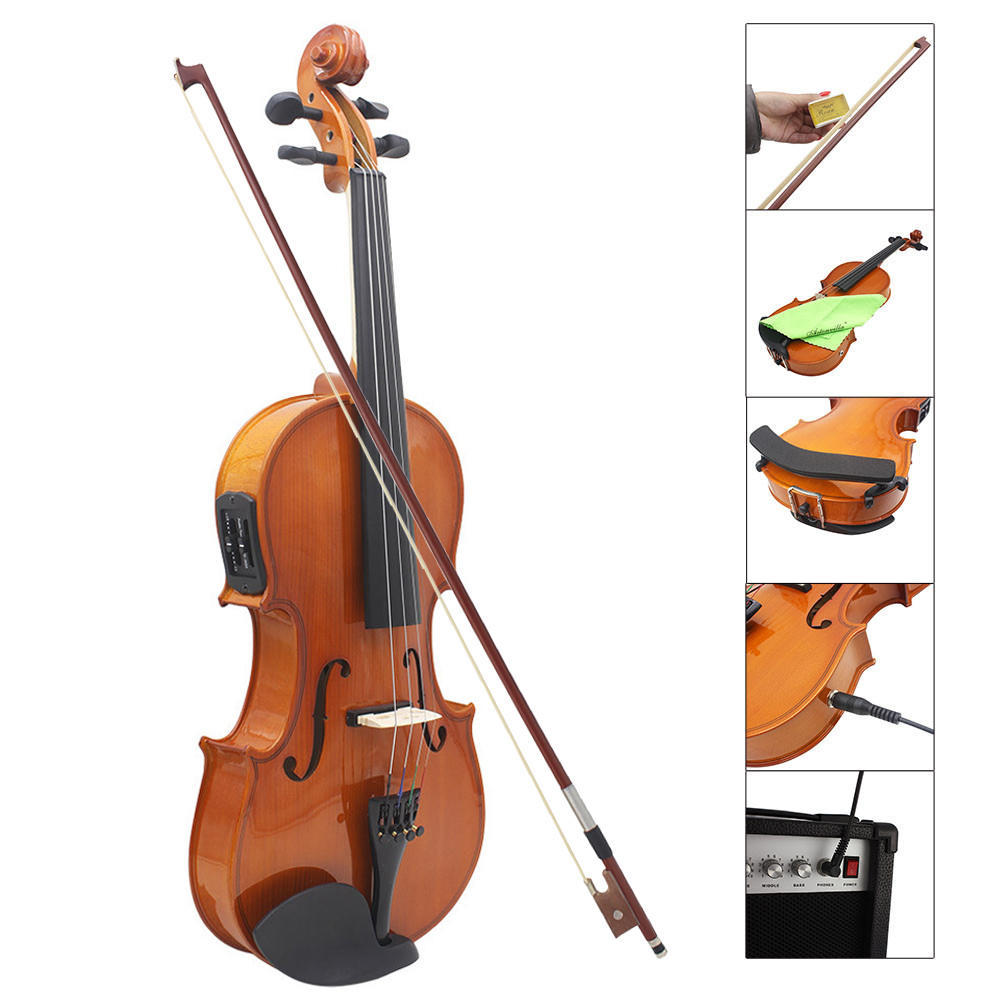 Buy 44 Full Size Natural Acoustic EQ Violin Fiddle Solid Wood Spruce ...