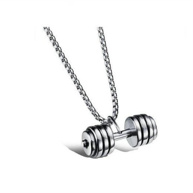 Buy Men S Novelty Pendant Charm Barbell Dumbbell Chain Necklace at ...