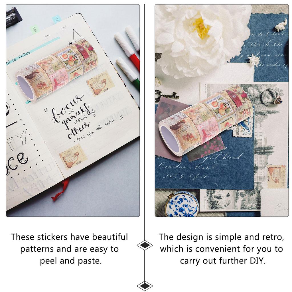 Buy 4 Rolls Creative Stamp Stickers Decorative Hand Account Scrapbook ...