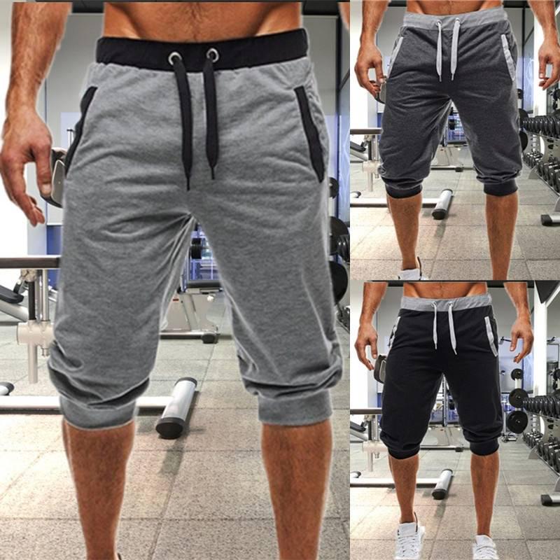 Buy Men Cotton Shorts Drawstring Patchwork Casual Jogger Half Trousers ...