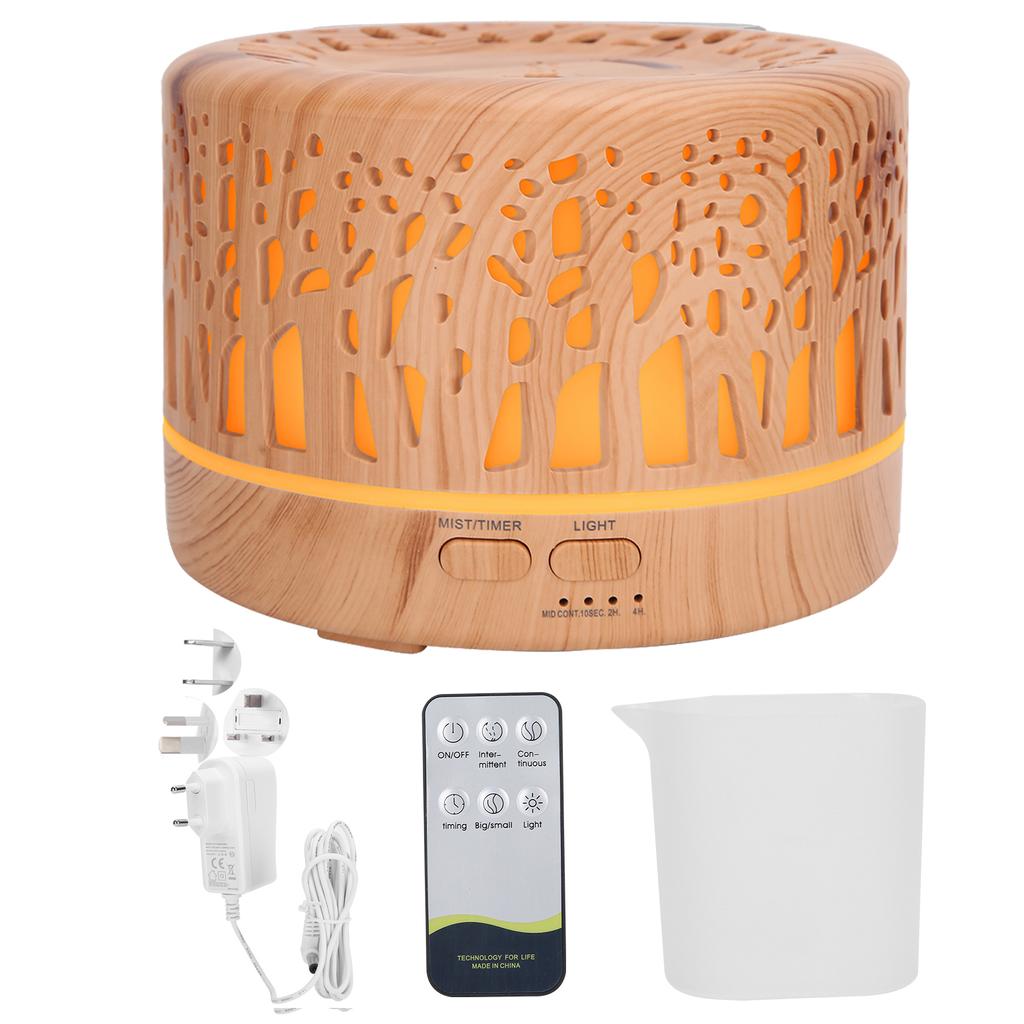 Buy 700ml Hollow Wood Grain Humidifier Aroma Air Diffuser 7 Color Light ...