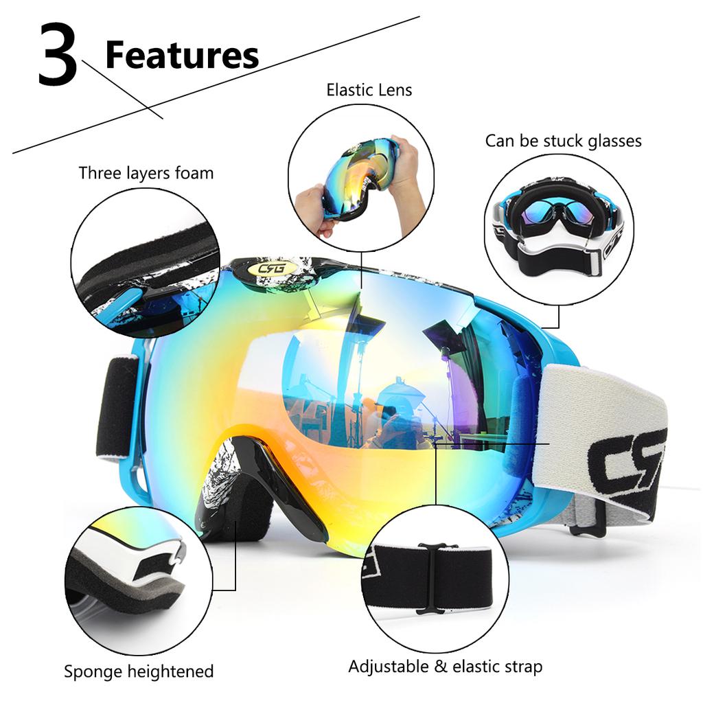 Buy Spherical Anti-fog UV Dual Lens Snowboard Snowmobile Ski Goggles ...