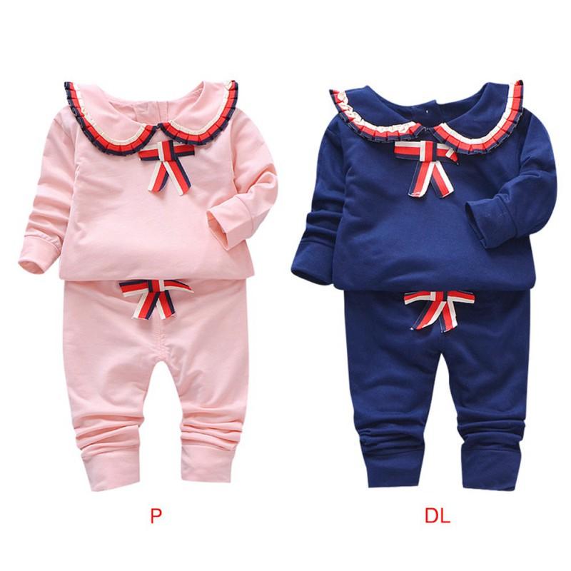 Buy Baby Girls Long Sleeve Bowknot Sweatshirt Tops+Pants Trouser Casual Costume Set at ...