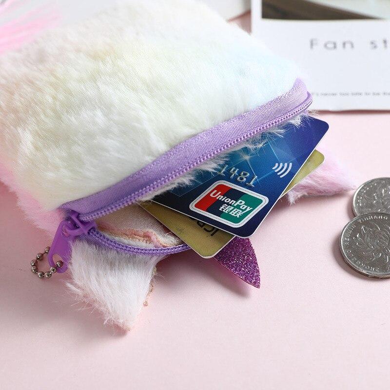 Buy Cartoon Plush Unicorn Coin Purse Cute Cat Fur Circle Wallet Girl ...