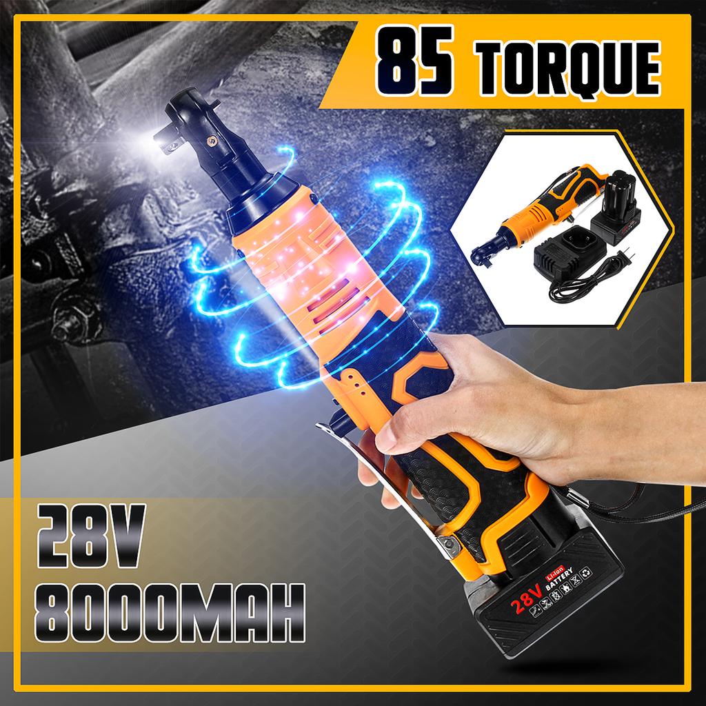 Ratchet Wrench Electric Rechargeable Right Angle Wrench Cordless 28V US ...