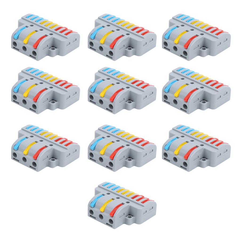 Buy 10Pcs Wire Block Clamp Terminal 3‑in‑9‑out Quick Wiring Electrical ...