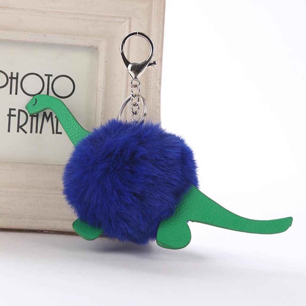 Buy Fluffy Dinosaur Pompom Key Ring Holder Keychain Car Bag Hanging ...