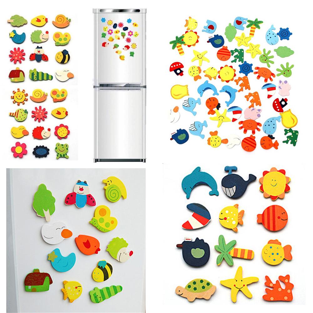 12Pcs/Set Baby Cute Fridge Magnet Wooden Cartoon Animal Child ...