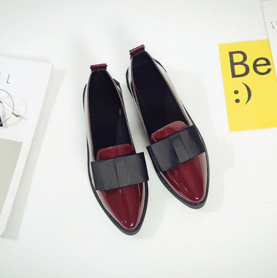 Buy Pointed Toe Women Loafers Spring Summer Black Wine Red Ladies ...