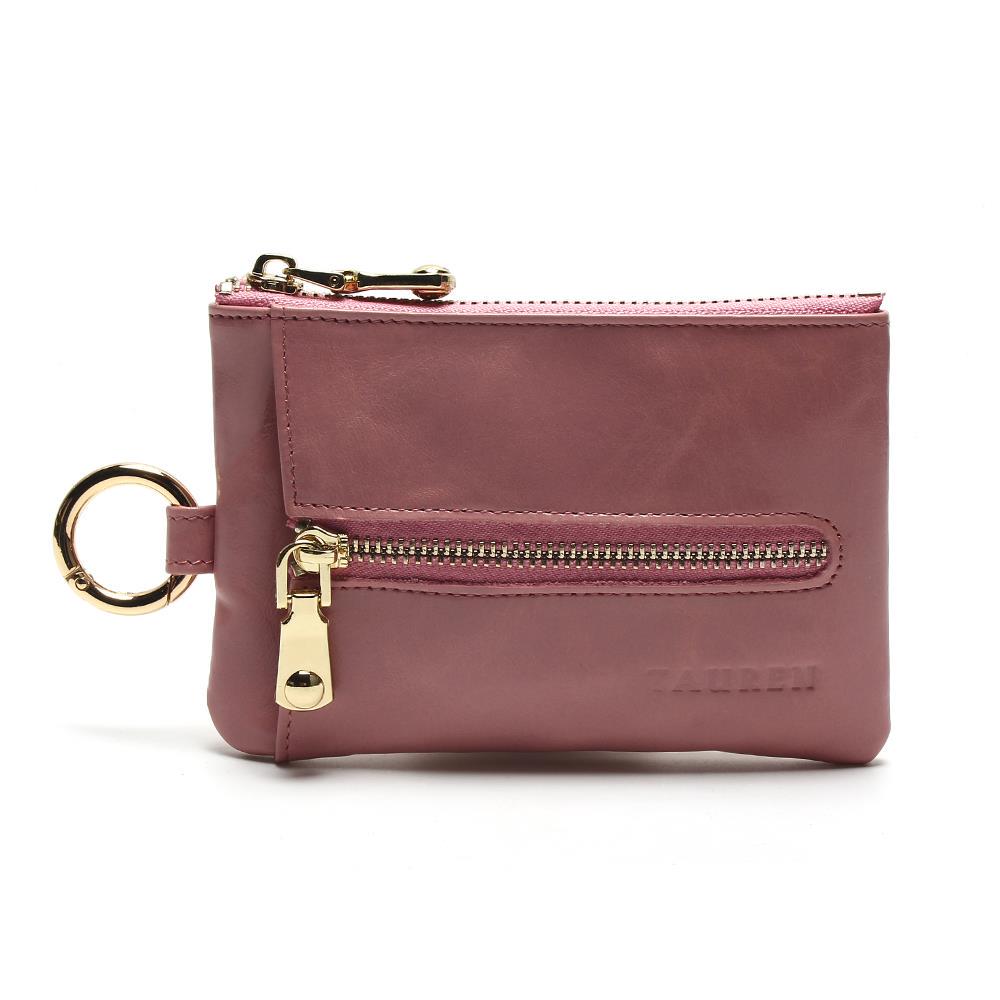 Buy TAUREN Women Genuine Leather Oil Wax Zip Wallet Coin Key Holder ...