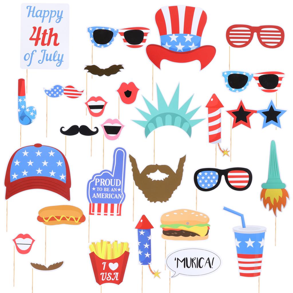 Buy 27Pcs Patriotic Photo Booth Props Party Decoration Favors for ...