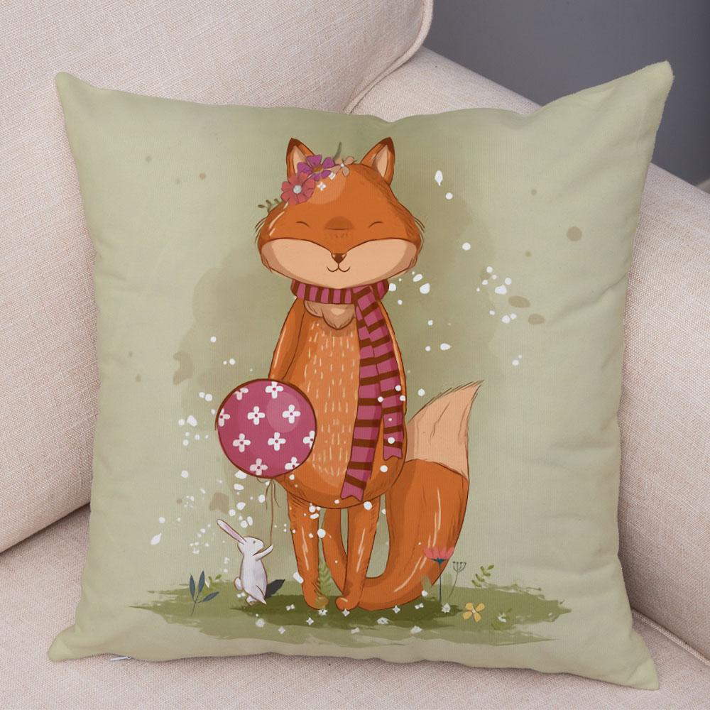 Cute Cartoon Painting Animal Print Pillowcase Sofa Bedroom Office Home ...