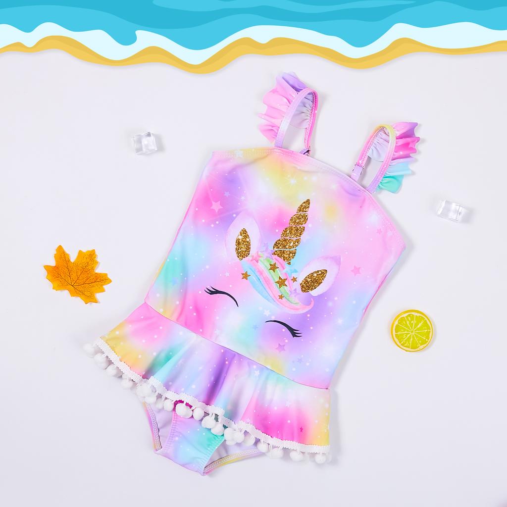 Buy Girls Swimming Costume One Piece Unicorn Mermaid Beach Swimming ...