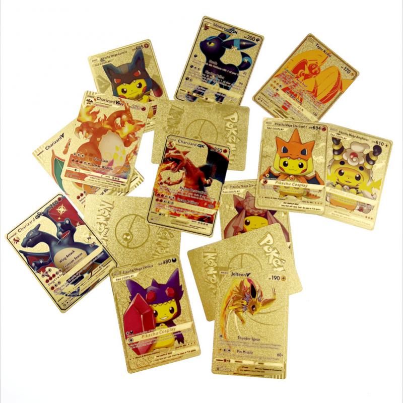 Buy 55-110PCS Of Pokemon Gold Cards English Foil Gold Silve Letter ...