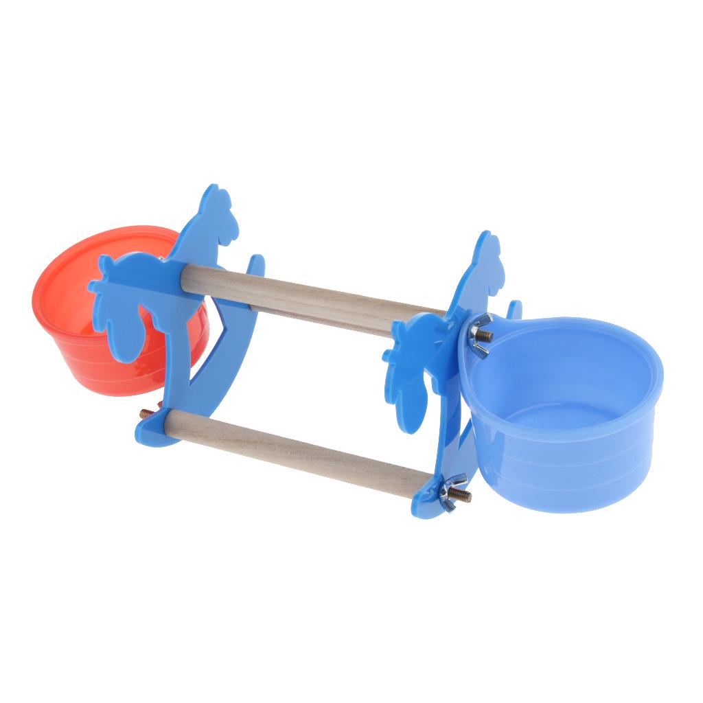 Buy Parrot Rocking Chair Toys Wooden Horse Bird Stand with 2 Food Cup S ...