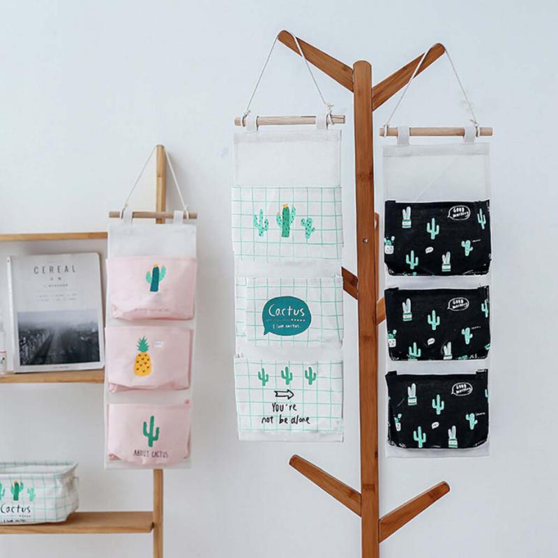 Buy Wall Hanging Storage Bag 3 Pockets Cosmetic Sundries Organiser ...