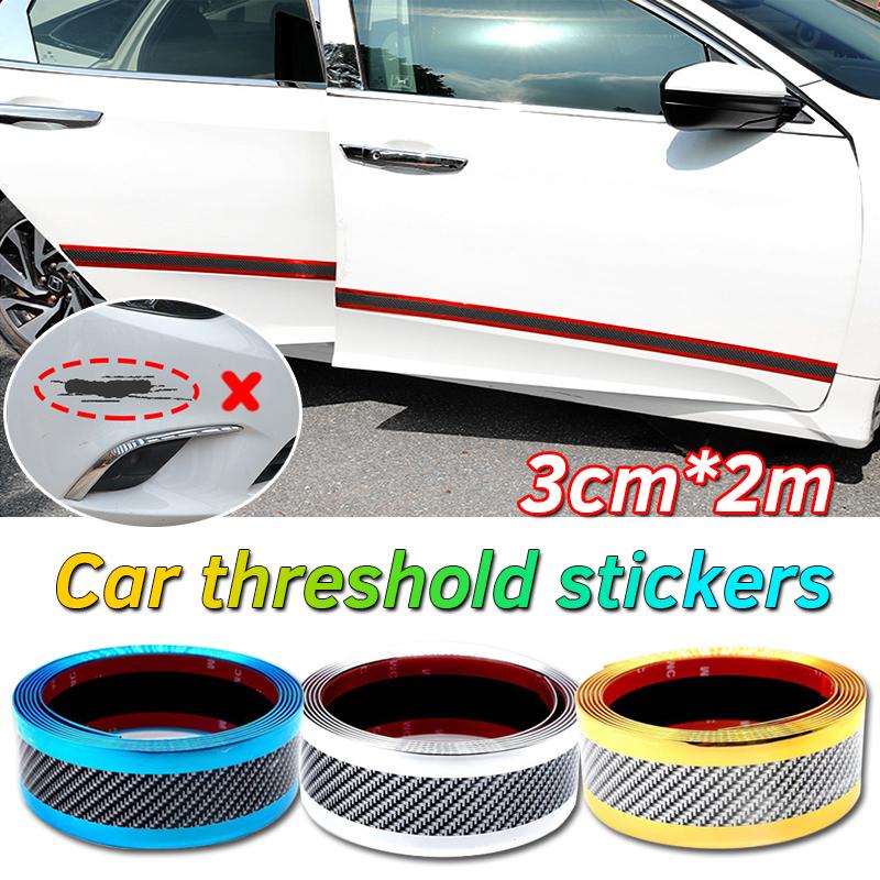 Buy Car Door Sticker Carbon Fiber Rubber DIY Door Sill Protector Edge ...