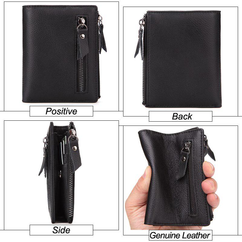 Buy New Leather Wallet Man Zipper Short Coin Purse Male Cowhide Credit ...