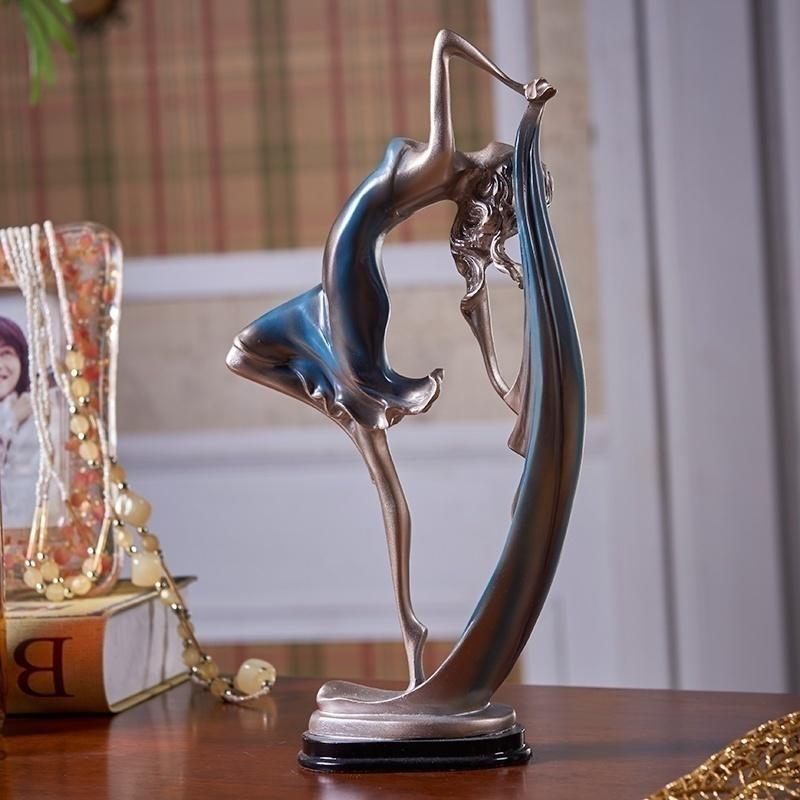 Buy Resin Women Dancing Figures Statue Ornaments Creative Handmade Home ...